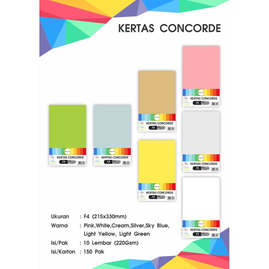 Jual (1 PACK ISI 10 LEMBAR) KERTAS CONCORDE F4 OCI / OLEAN CITY FOLIO ...