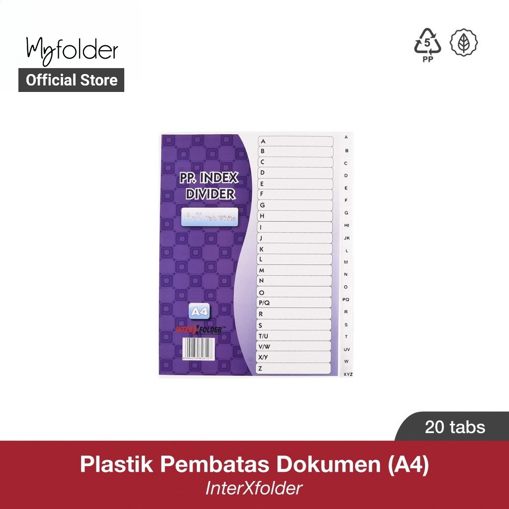 Jual InterX Folder PP Index Divider Pembatas File / Halaman Urutan ...