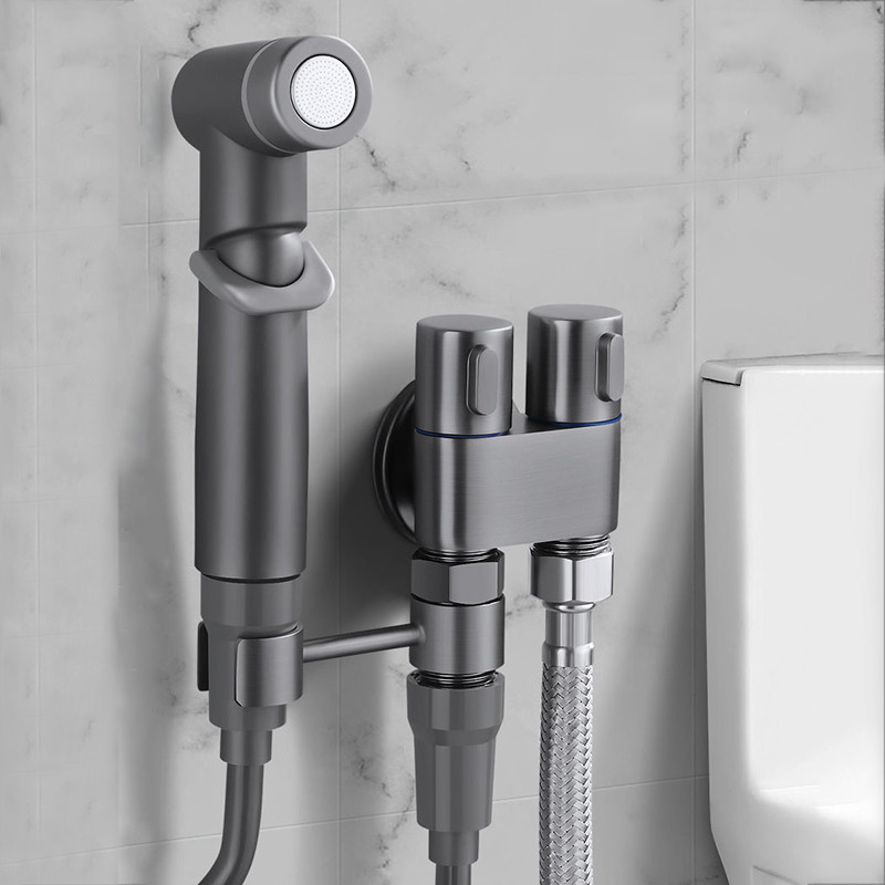 Jual Shower Toilet Bidet Sprayer Stainless Steel Double Outlet Angle ...