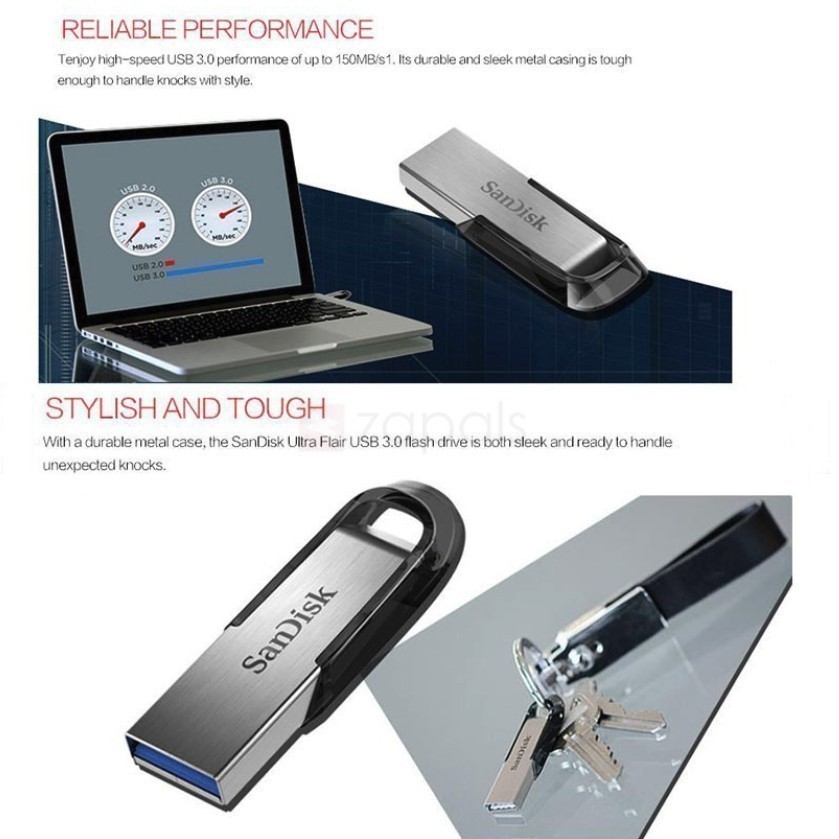 Jual Flashdisk SANDISK CZ73 USB 3.0 32GB/64GB/128GB Ultra Flair Pen ...
