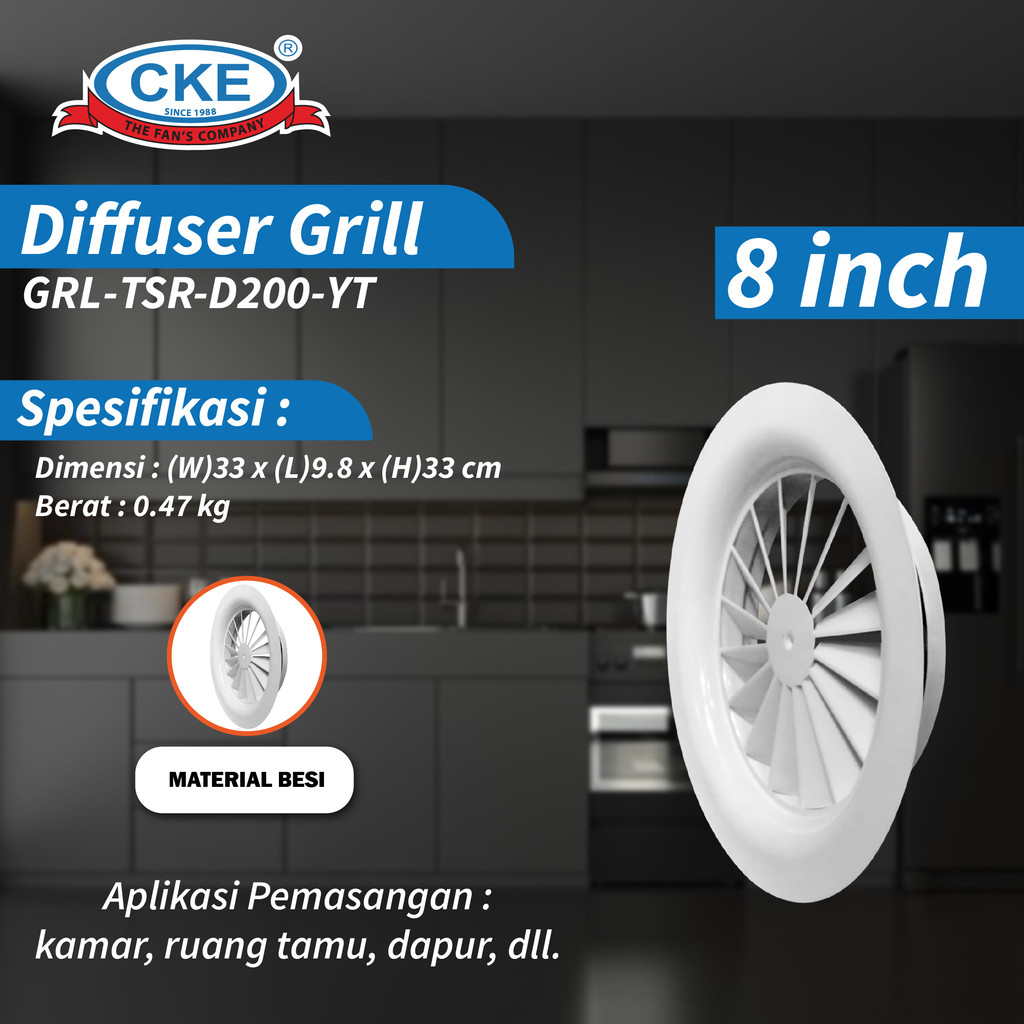 Jual Swirl Diffuser 8 inch Ceiling Round Air Grill penutup ducting AC ...