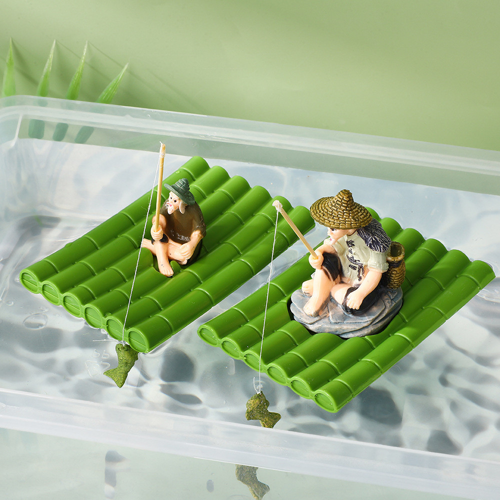Jual Ornamen Perahu Bambu Memancing Gong Jiang/Lanskap Akuarium Ikan ...