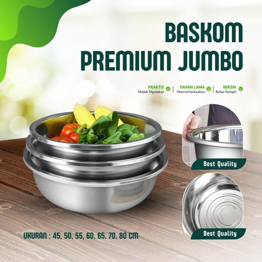 Jual Top100 - Baskom Jumbo Stainless Steel Basin Baskom Cuci Beras Buah ...
