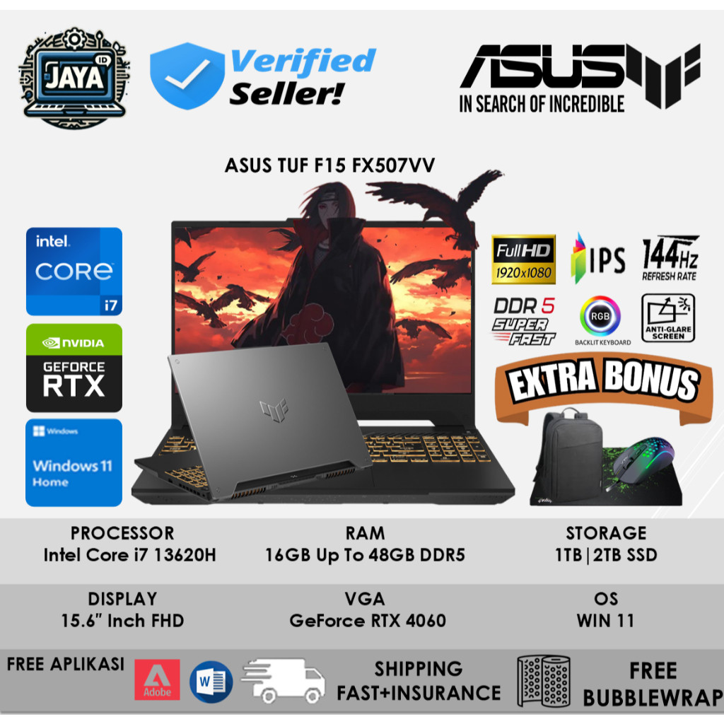 Jual Laptop Gaming ASUS TUF F15 FX507VV Intel Core I7 13620H RTX4060 ...