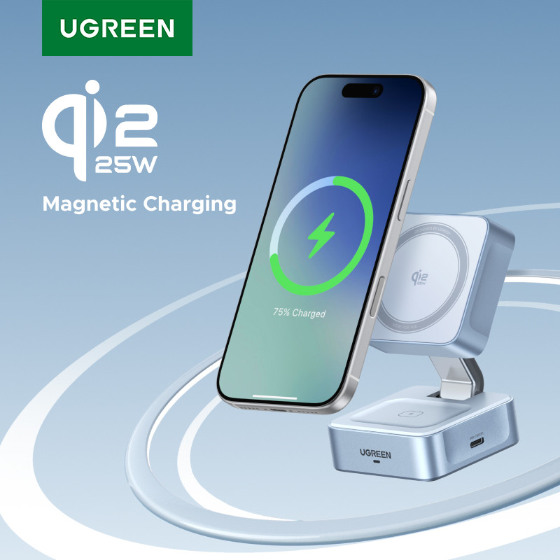 Jual UGREEN Upgraded Qi2 25W Magnetic 2-in-1 Wireless arger Stand Fast ...