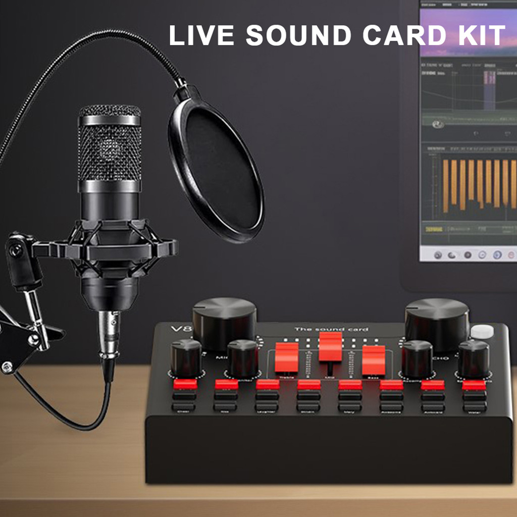 Jual All-in-One Podcast Equipment Bundle Audio Mixer Hanging Condenser ...
