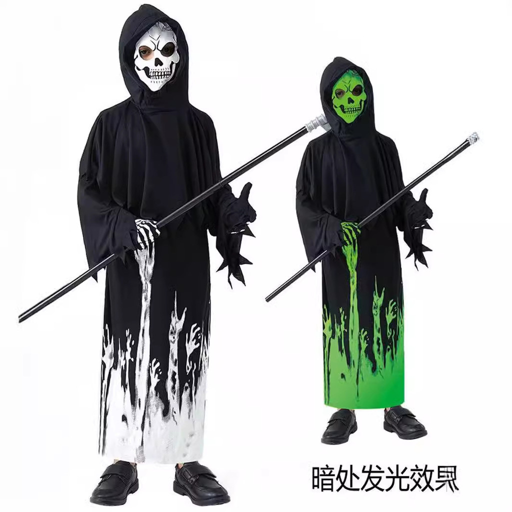 Jual Halloween Cosplay Costume Scythe Reaper Dark Ghost Outfit Glow In ...