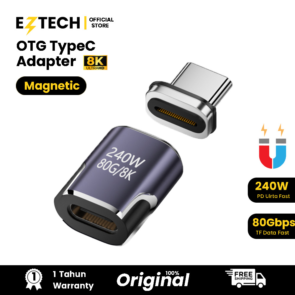 Jual EZTECH USB4 240W Magnetic Adapter Converter C-C 8KUHD 80GBPS Type ...