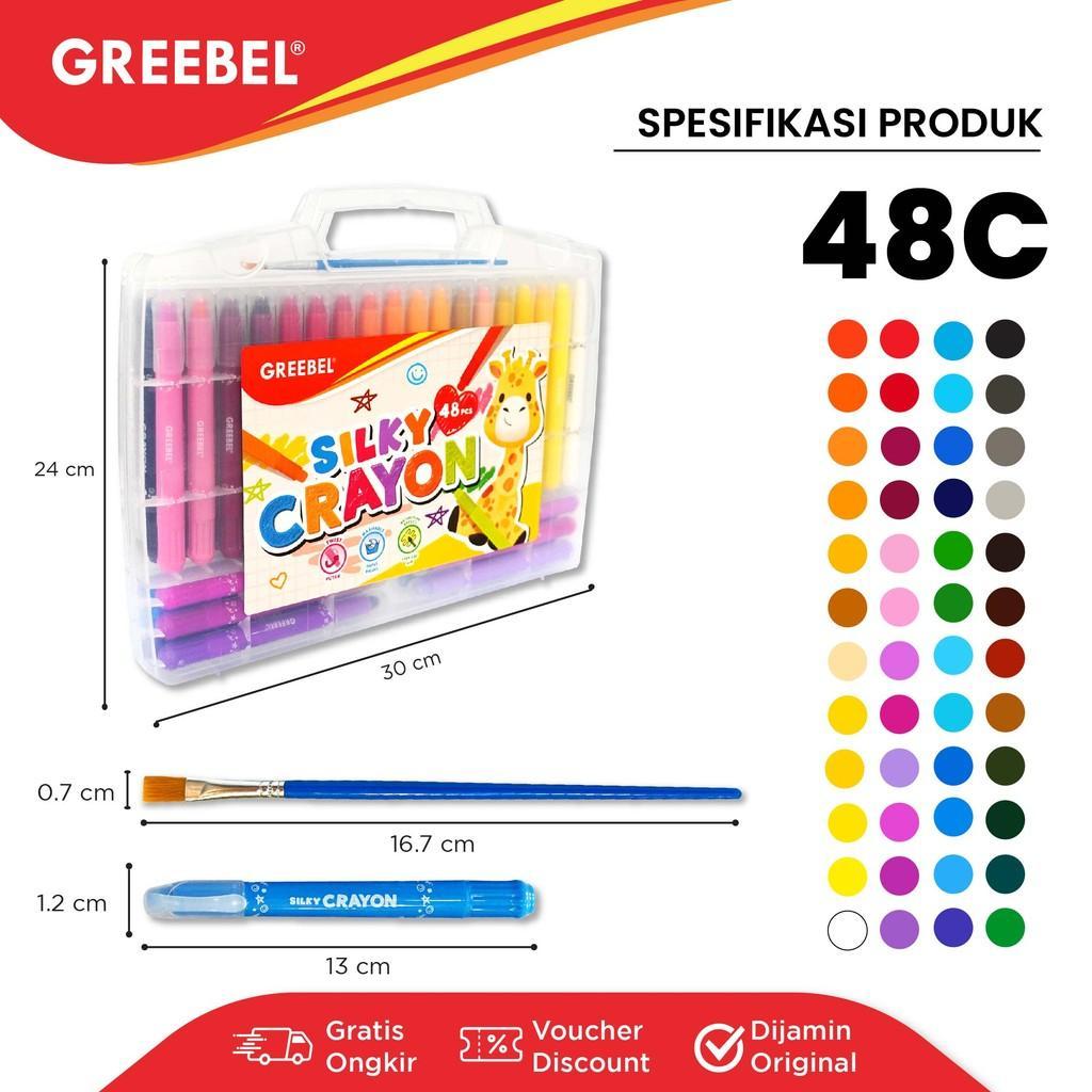 Jual Crayon Silky GREEBEL Krayon 12/24/36/48 Warna / Silky Crayon 12,24 ...