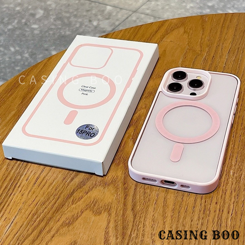 Jual CASINGBOO - Magsafe casing ponsel magnetik transparan Merah Muda ...