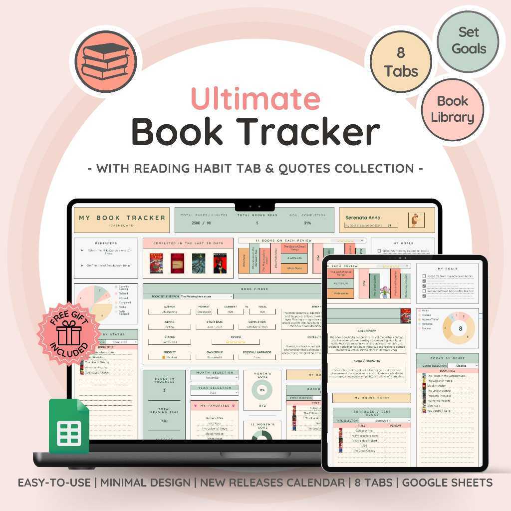 Jual Digital Reading Tracker Spreadsheet | Book Collection & Review ...