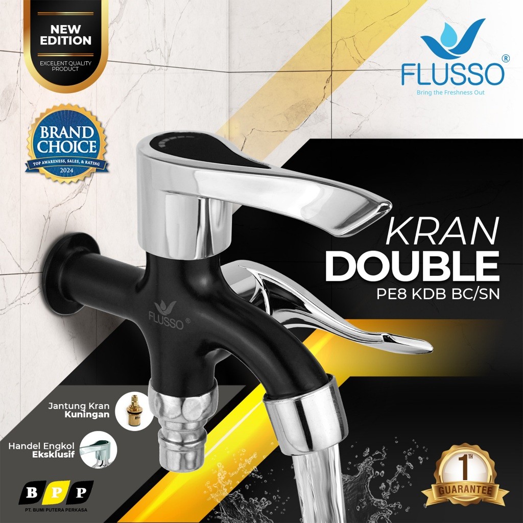 Jual FLUSSO Kran Air Double | Keran Shower Cabang Black SIlver FLUSSO ...