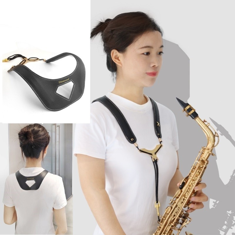 Jual Comfortable Saxophone Harnesses PU Leather Padded Adjustable ...