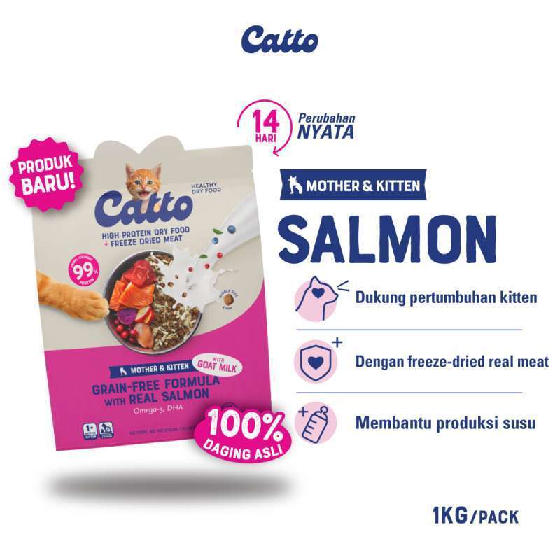 Jual Catto Premium Dry Food - Mother & Kitten Salmon 1kg | Natural ...