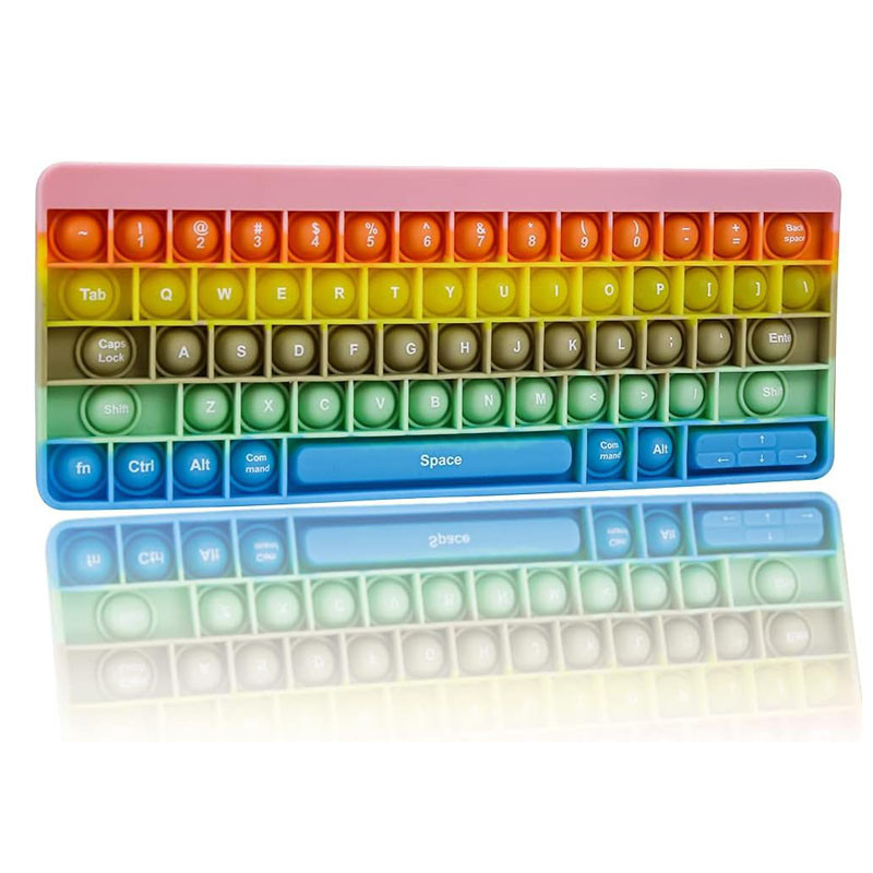 Jual Rainbow Silicone Keyboard Push Bubble Fidget Sensory Toys Kids ...