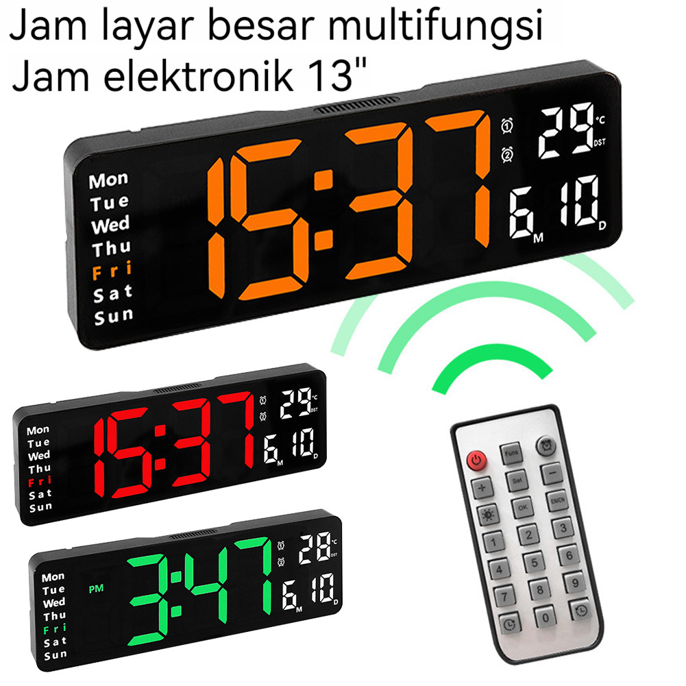 Jual 13 inci Jam Dinding Digital Nordik Jam Tampilan Layar Besar untuk ...
