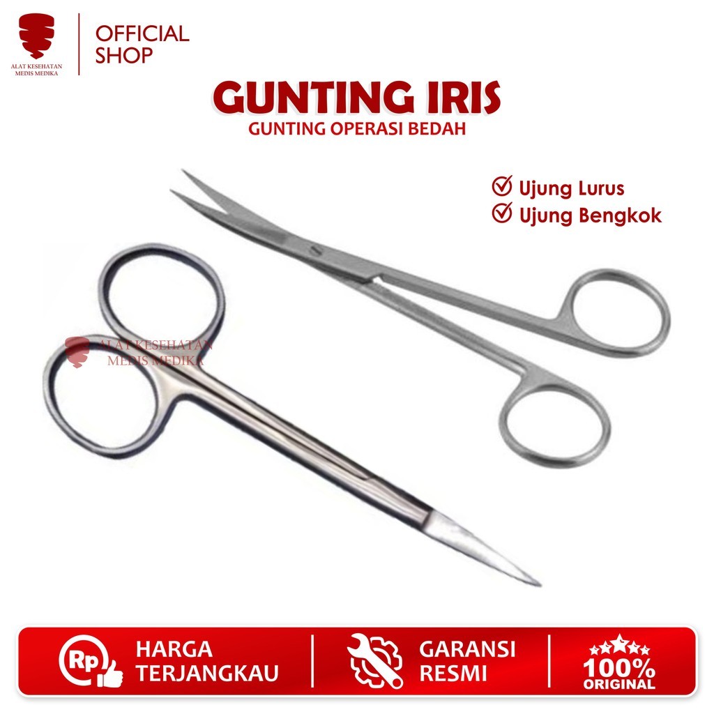 Jual Gunting Iris Bengkok Lurus 11cm Tajam Lurus Bengkok 14cm Stainless ...