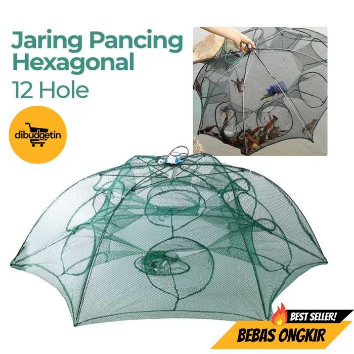 Jual Jaring Pancing Ikan Hexagonal 12 Hole Fishing Net Trap Cage ...