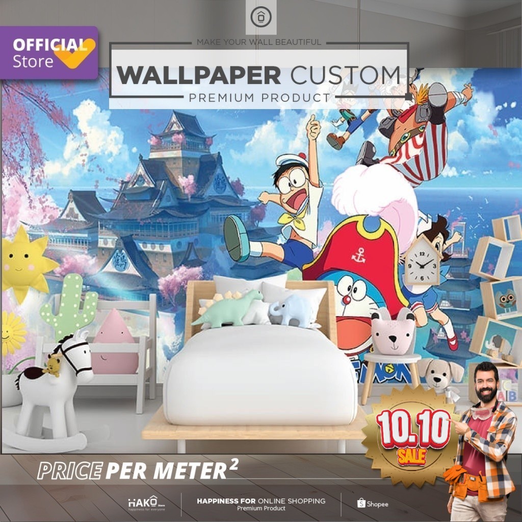 Jual Wallpaper Custom Kamar Anak | Gambar Doraemon 4.8 | Kids | Wall ...