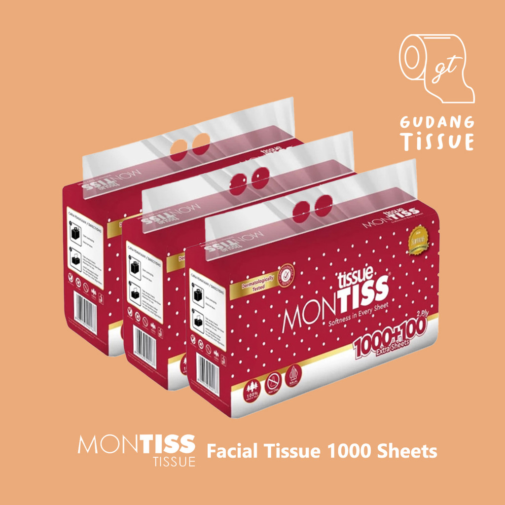 Jual [3 Pack] Montiss Facial Tissue / Tisu 1100 Sheets | Shopee Indonesia