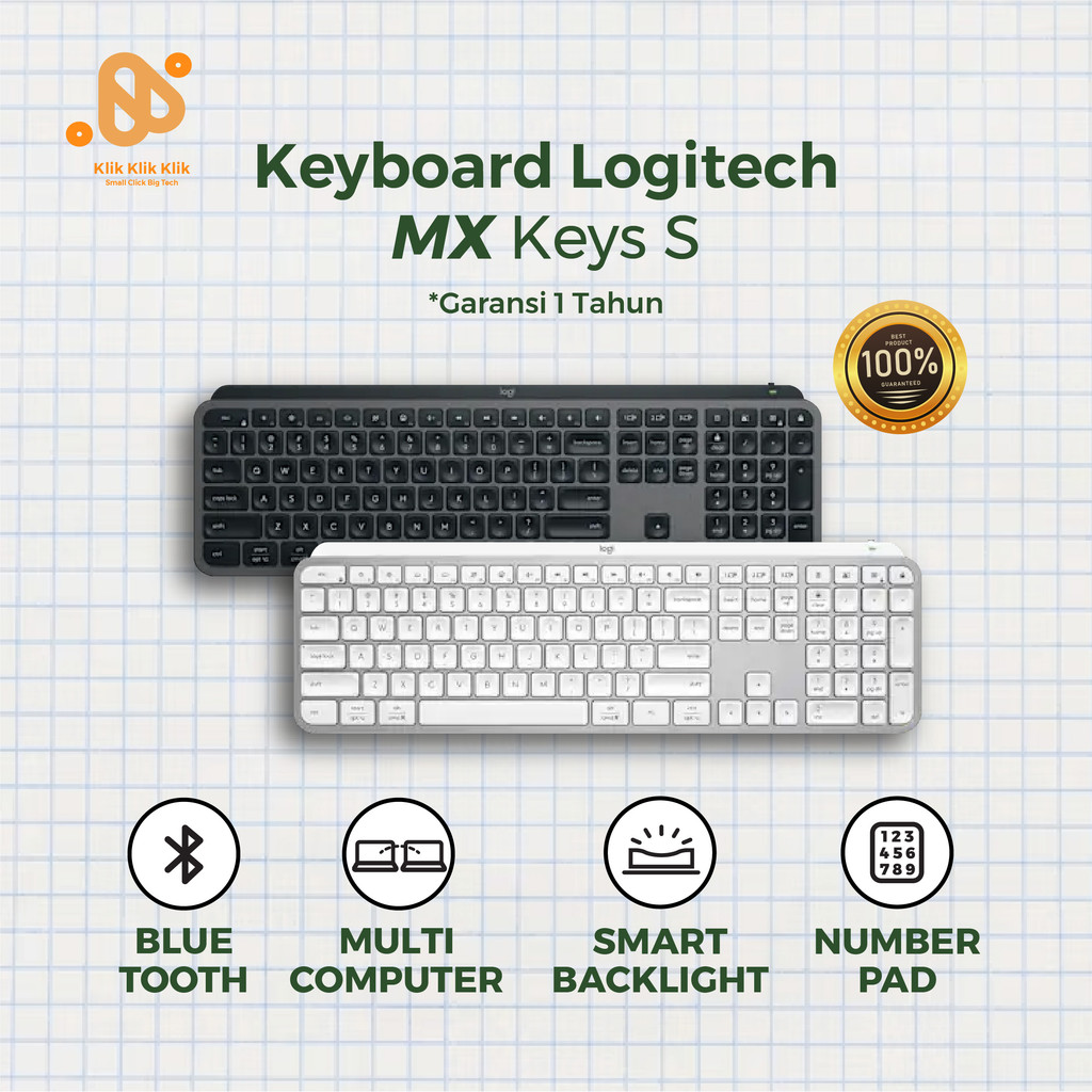 Jual Logitech MX Keys S Wireless Bluetooth Keyboard Smart Backlit ...