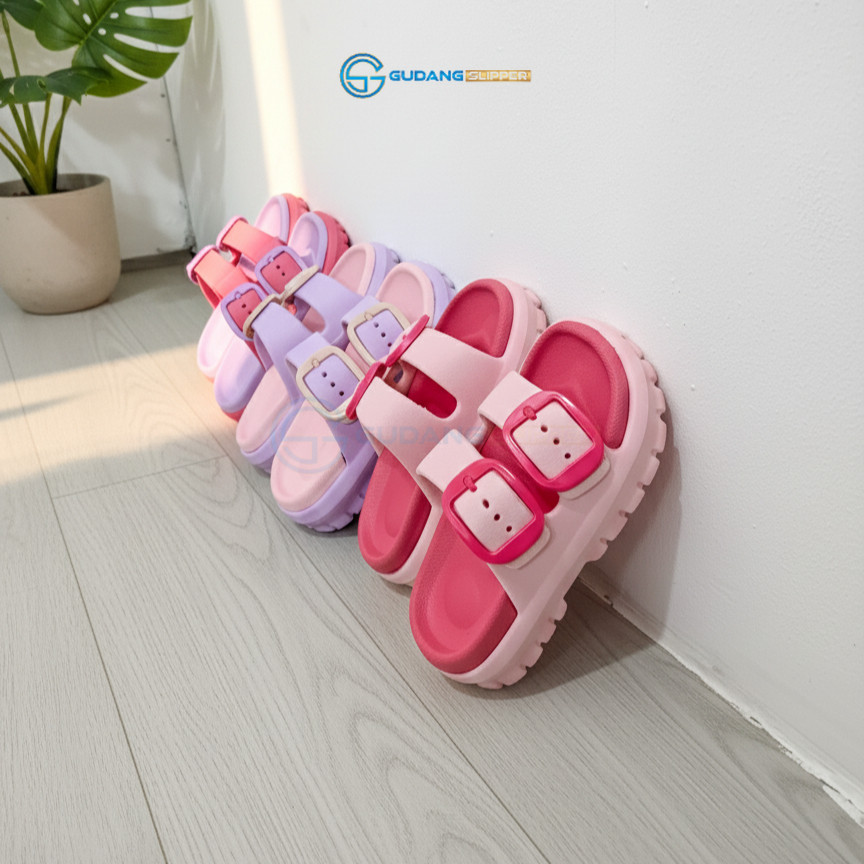 Jual GS Sandal Anak Perempuan Wedges Nyaman Ringan Double Ban Selop ...