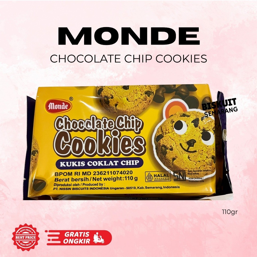 Jual Monde Chocolate Chip Cookies 110gr Nissin Biskuit Kukis Topping ...