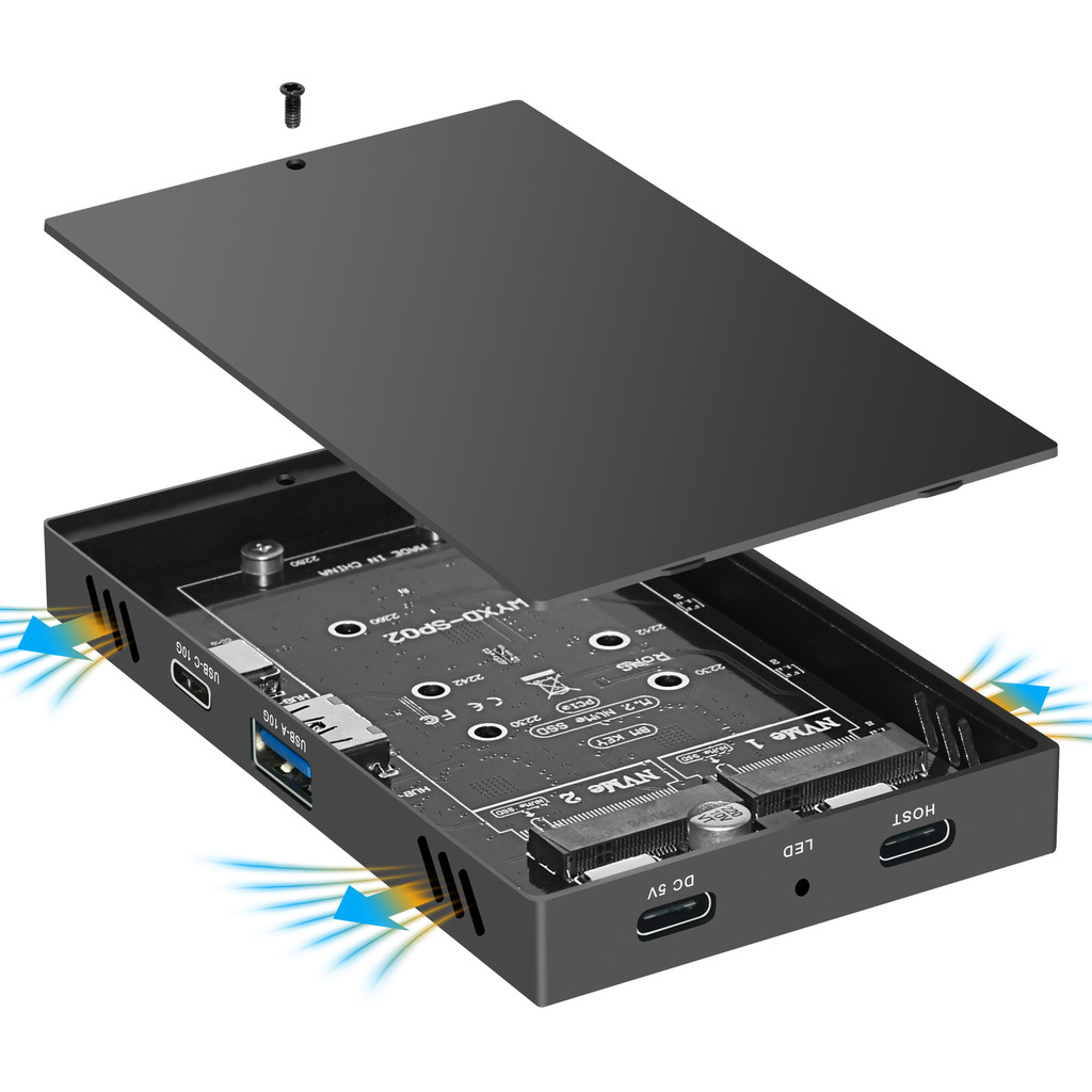 Jual Dual Bay M.2 NVME SSD Enclosure 10Gbps USB C 3.2 Gen2 SSD Box for ...
