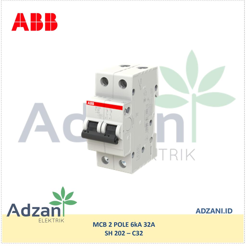 Jual MCB 2P 32A 6kA SH202-C32 2CDS212001R0324 ABB SH 201 | Shopee Indonesia