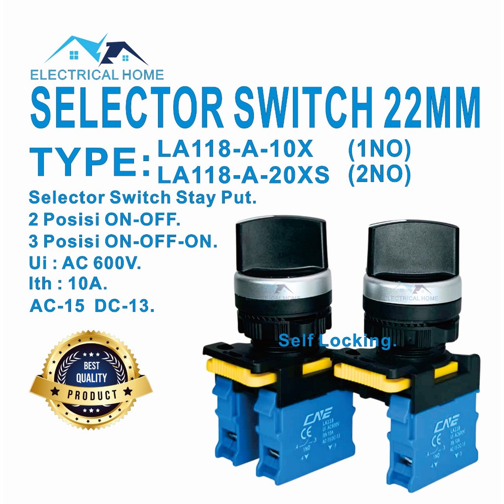 Jual SELECTOR SWITCH STAY PUT (SELF LOCKING) 2 ATAU 3 POSISI 22MM ...