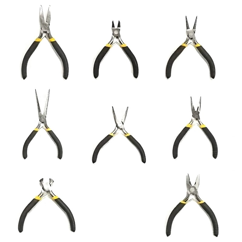 Jual A69E8PCS Mini Pliers Set Long Nose With Teeth Flat Jaw Round ...
