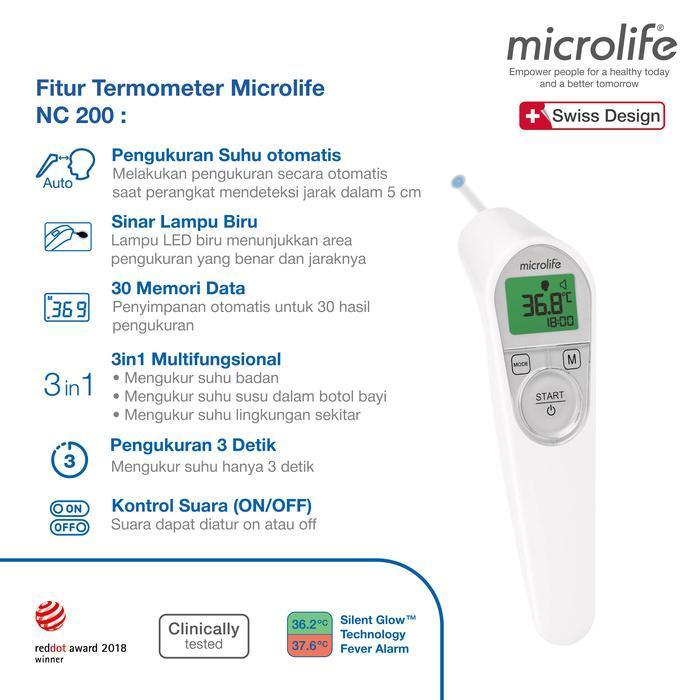 Jual MICROLIFE Non Contact Forehead Thermometer Infrared NC 200 (FR1DG1 ...