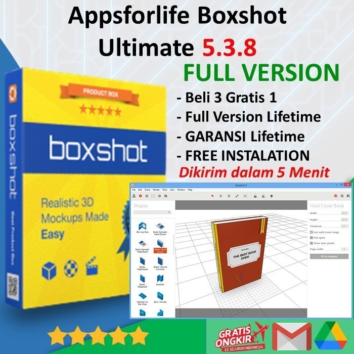 Jual Appsforlife Boxshot Ultimate 5 Software Desain Mockup 3D Box ...