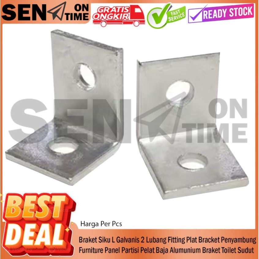 Jual Braket Siku L Galvanis 2 Lubang Fitting Plat Bracket Penyambung ...
