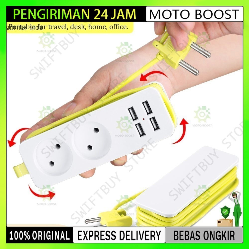 Jual Portable Stop Kontak Travel - 4 USB Port - Kabel 1,5 Meter ...