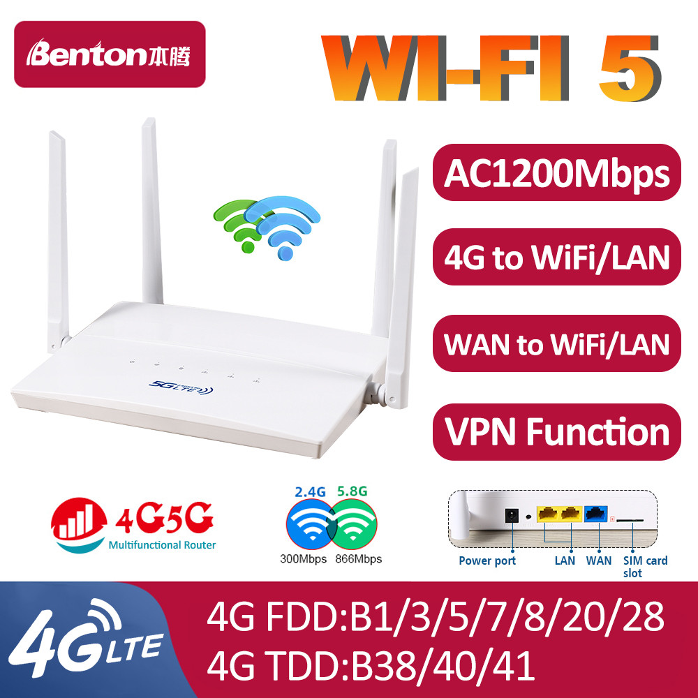 Jual Benton AC1200M WiFi5 Dual Band 4G Router 2.4GHz 5.8GHz 4G SIM ...