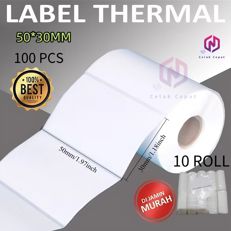 Jual Label Thermal Roll 50mm×30mm 1 Pack 1000 Sheets Compatible TP-461/B3S/B21 | Shopee Indonesia