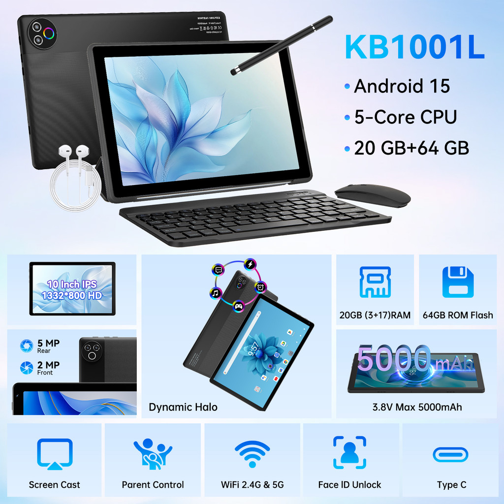 Jual URAO Android 15 Tablet 10.1 Inch 20(3+17)GB RAM 64GB ROM 5-core ...