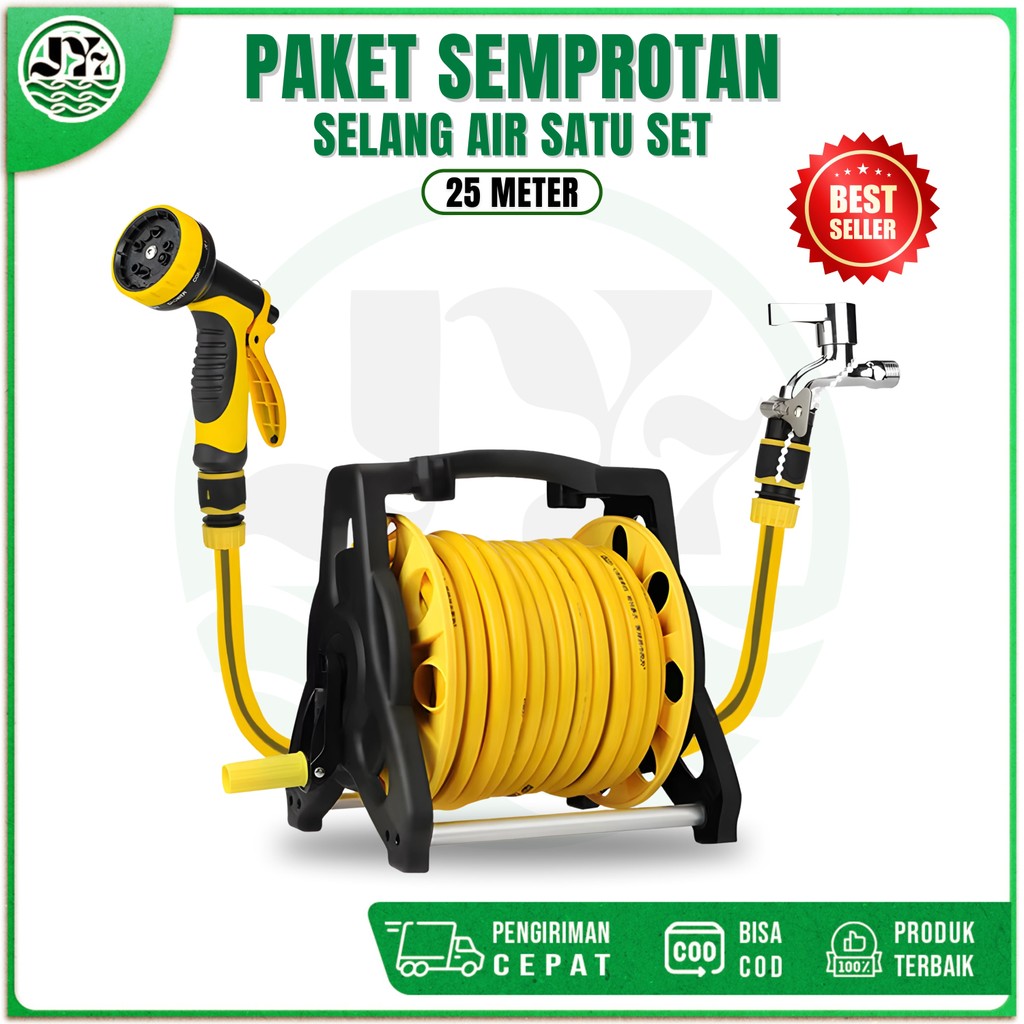 Jual Paket Semprotan Selang Air Gulung 25 Meter Kuning Jet Spray Taman ...