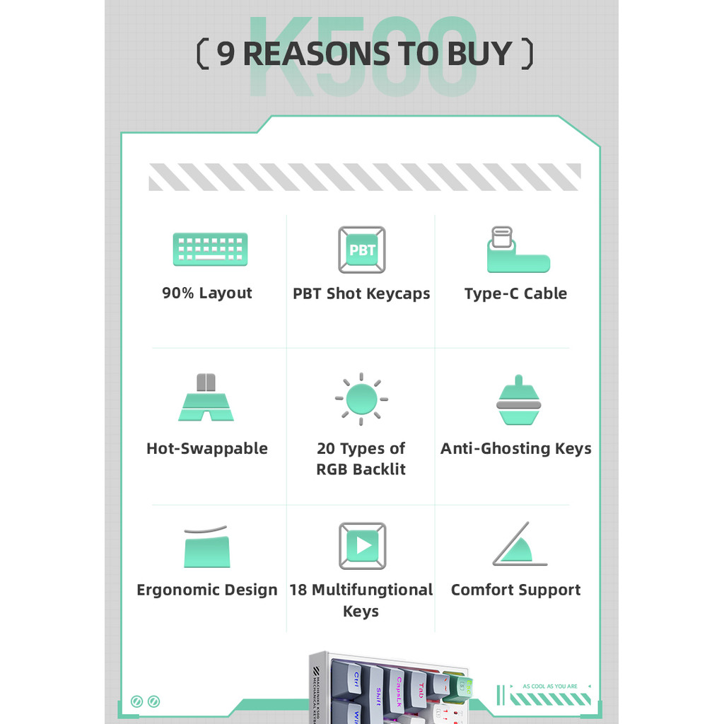 Jual MAENIKE K500 Meanical Keyboard Wired Gaming Keyboard K500-B94 Hot ...