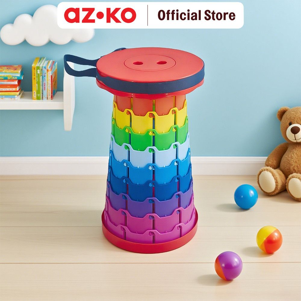 Jual AZKO Soleil Bangku Lipat Telescopic Rainbow Random Folding Stool ...