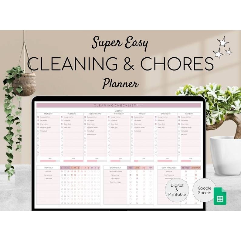 Jual Weekly Cleaning Checklist | Monthly, Yearly Chore Chart | Cleaning ...