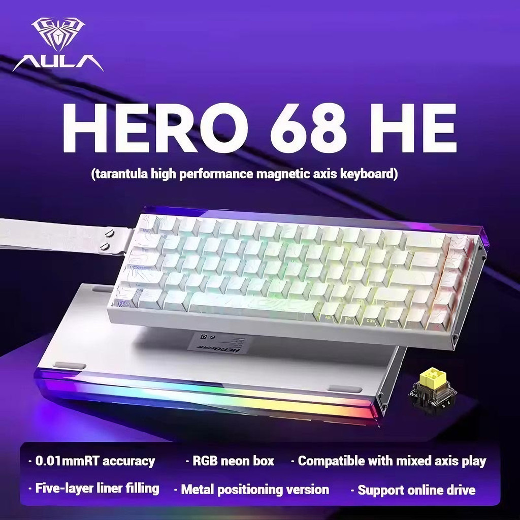 Jual AULA HERO 68 HE Gaming Keyboard Wired 60% Magnetic Axis Adjustable ...
