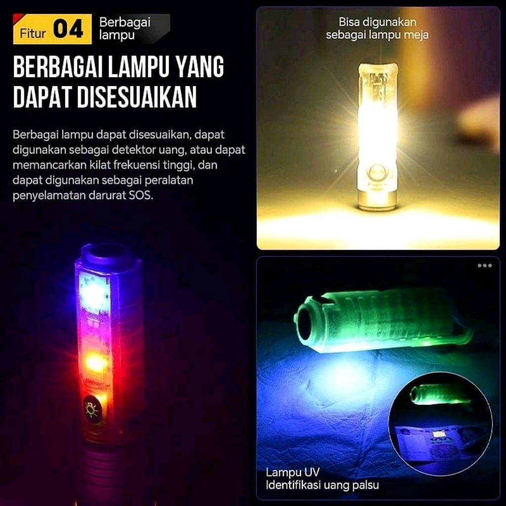 Jual transparan senter 520A senter led mini cob senter 6 mode glow in ...