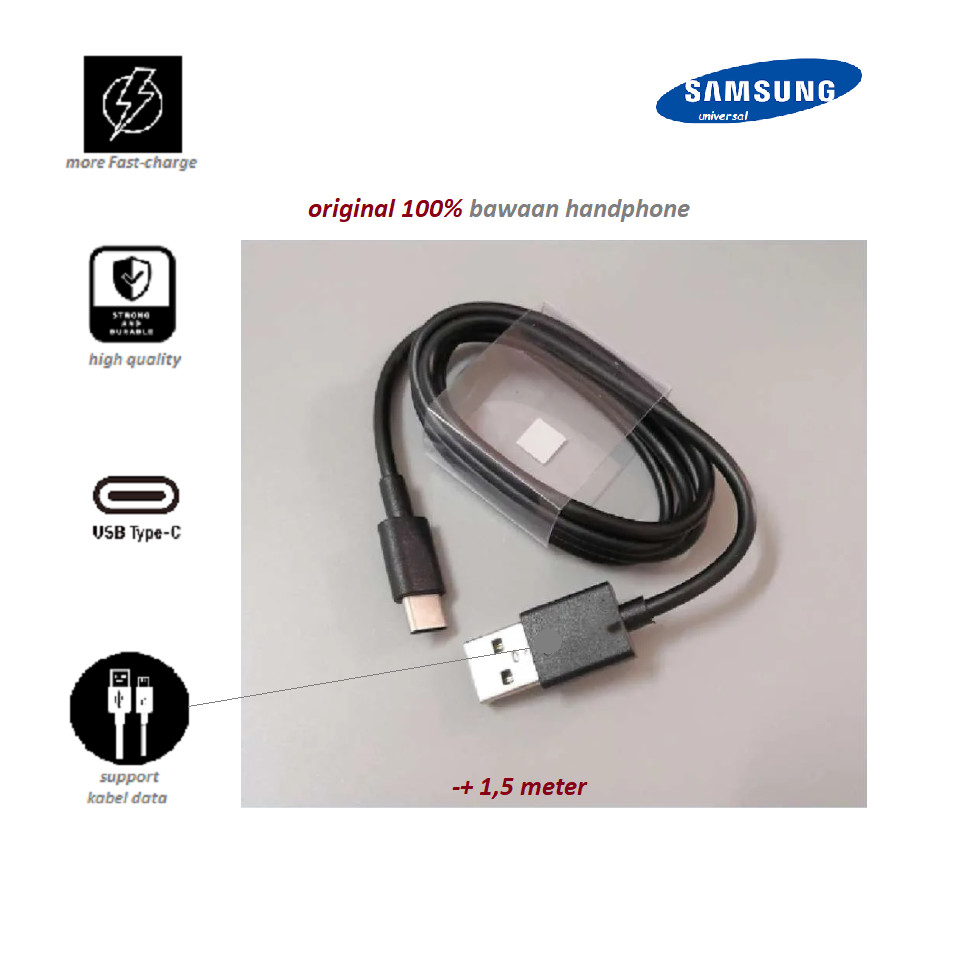 Jual ori 100% (hitam) Usb type C kabel charger samsung M05 | Shopee ...
