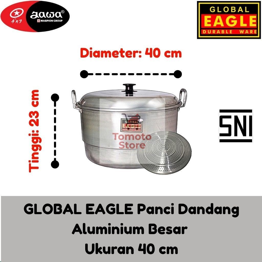 Jual [ TOMOTOSTORE ] GLOBAL EAGLE Panci Dandang Aluminium Besar / Panci ...