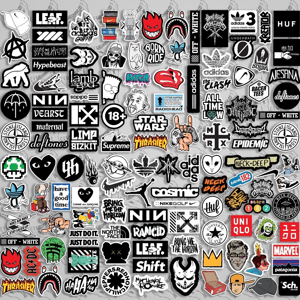 Jual Sticker Pack Aesthetic Hype Beast Tumblr Helm Laptop Black & White ...