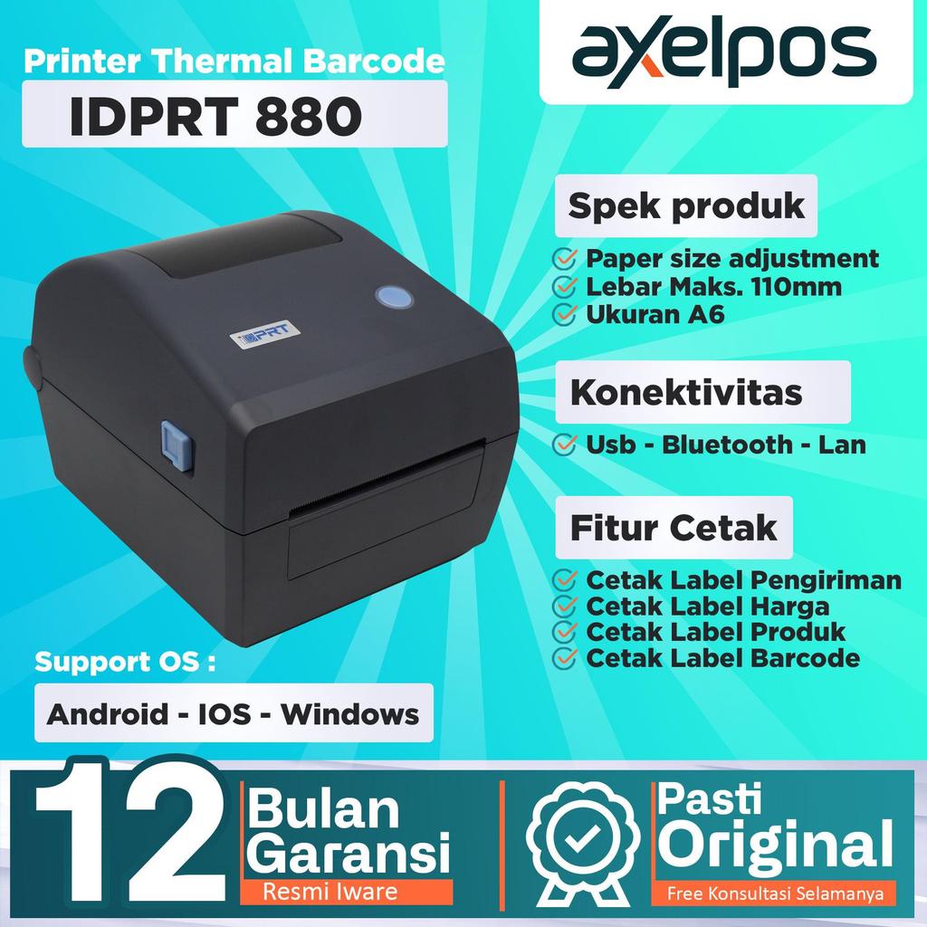 Jual Printer Thermal Label Barcode 110mm A6 Usb Bluetooth Lan IDPRT 880 ...