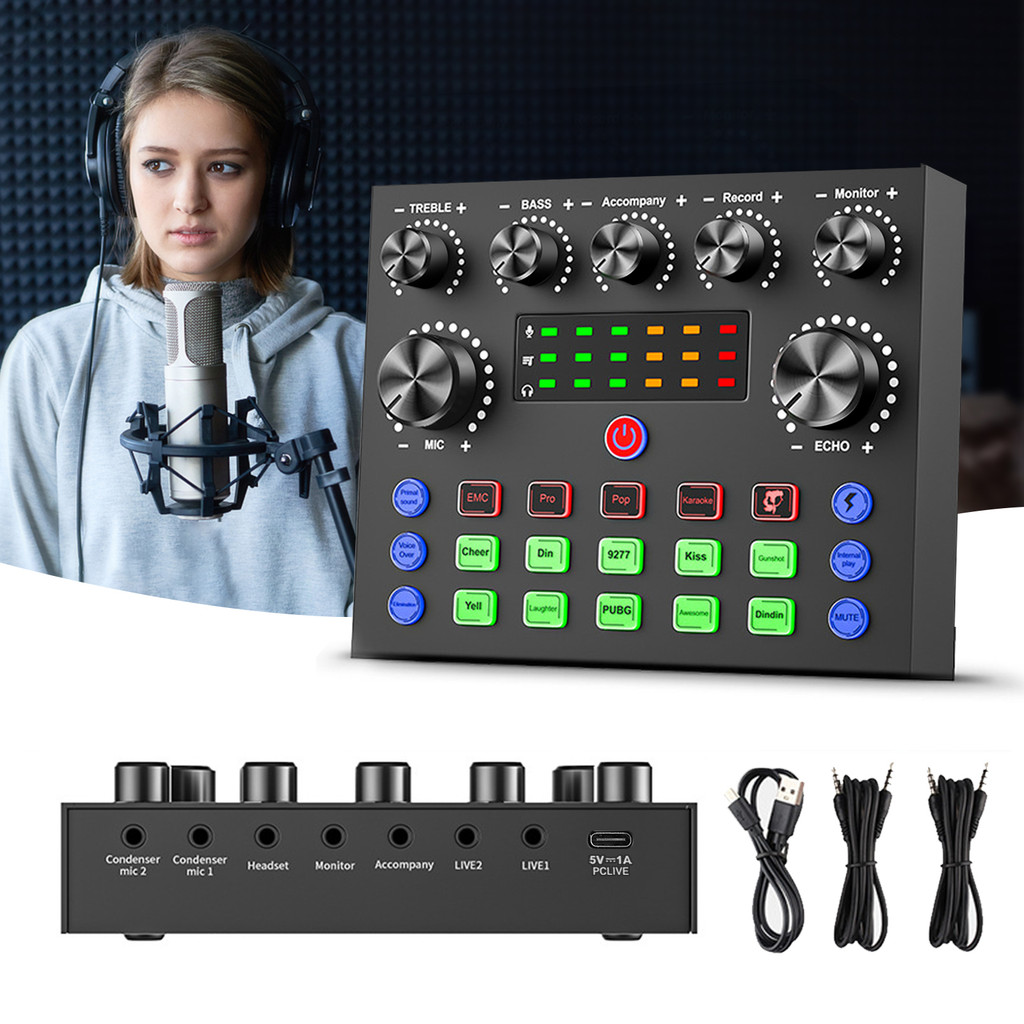 Jual V8S Professional Sound Card with Voice Changer - 10 Sound Effects ...