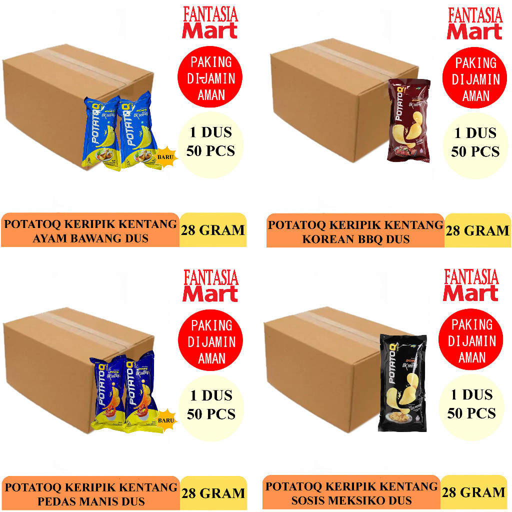 Jual POTATO Q ANEKA SNACK CEMILAN MAKANAN RINGAN DUS ISI 50 BUNGKUS FUN ...